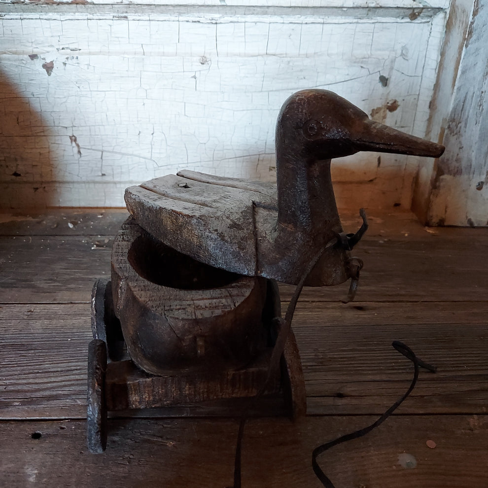 Antique Duck pull toy – Rustic Duck Lake Art